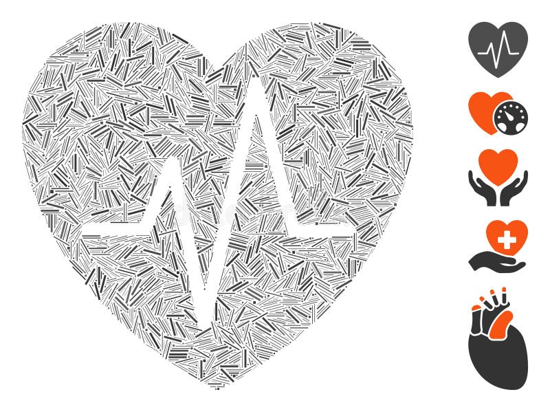 Line Collage Cardiology Heart Pulse Icon Stock Illustration ...