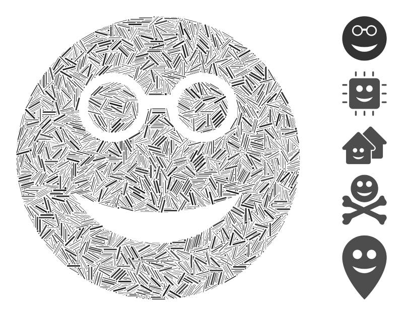 Line Collage Clever Smiley Icon Stock Illustration - Illustration of ...