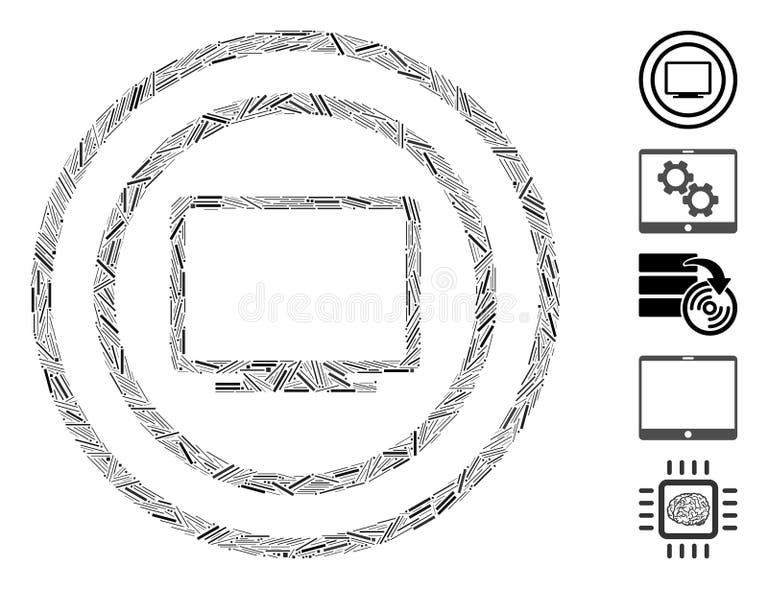 Line Collage Computer Environment Icon Stock Illustration ...
