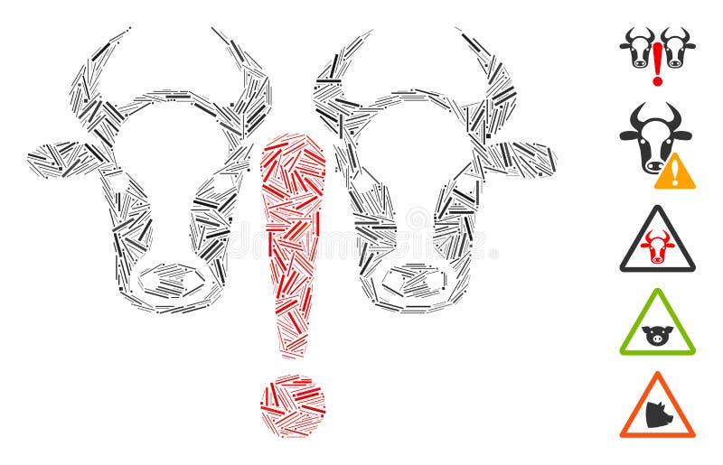 Line Collage Cow Problem Icon Stock Illustration - Illustration of ...