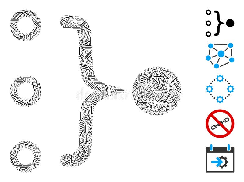 Line Collage Element Aggregation Icon Stock Illustration - Illustration ...