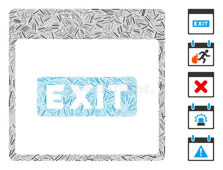 Line Collage Exit Caption Calendar Page Icon Stock Illustration ...