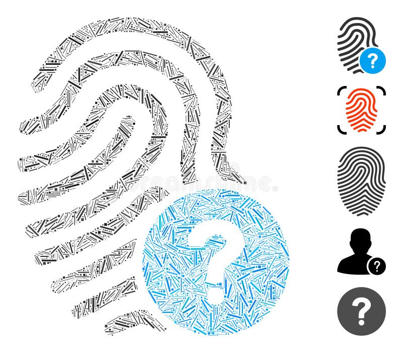 Line Collage Fingerprint Status Icon Stock Illustration - Illustration ...