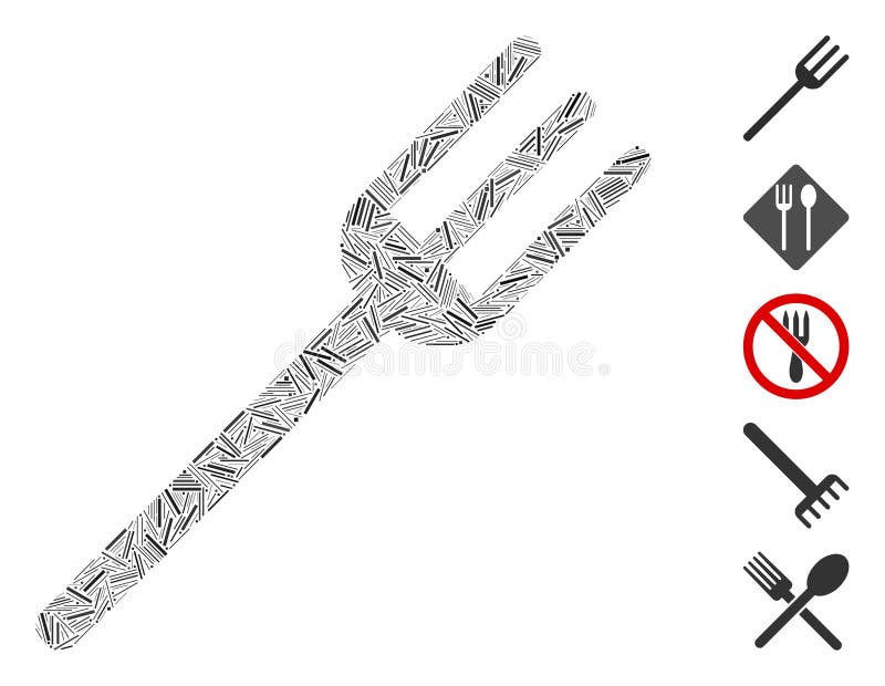 Line Collage Fork Icon stock illustration. Illustration of pattern ...