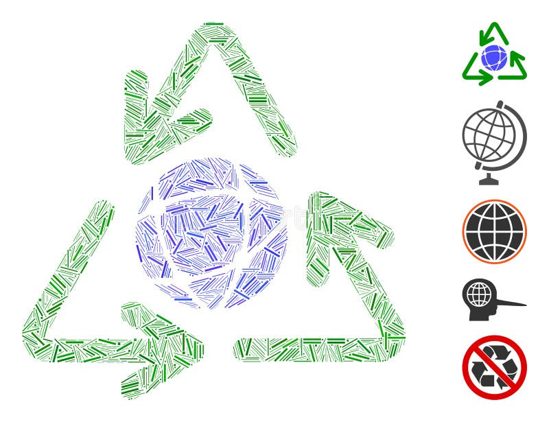 Line Collage Global Recycling Stock Illustration - Illustration of ...