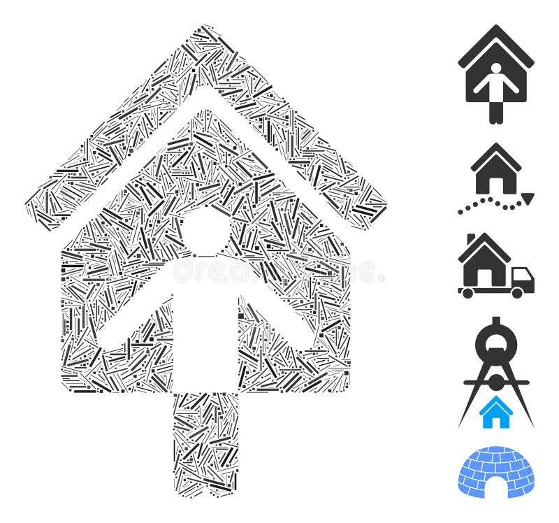 Line Collage House Owner Wellcome Icon Stock Illustration ...