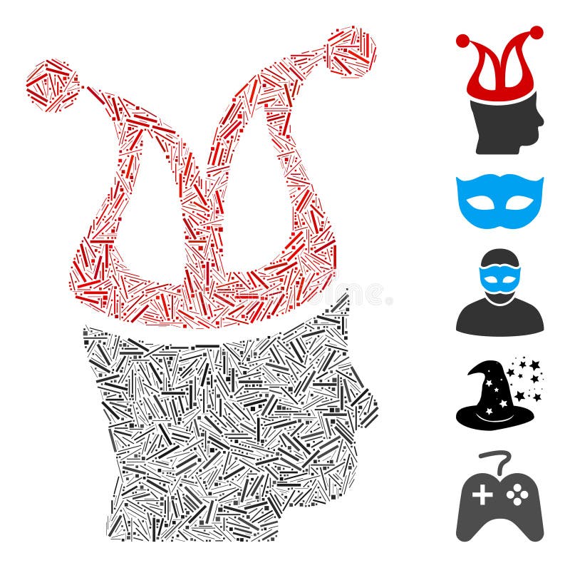 Line Collage Joker Icon stock illustration. Illustration of cheerful ...