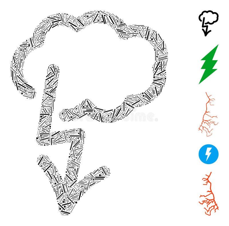 Line Collage Lightning Strike Icon Stock Illustration - Illustration of ...