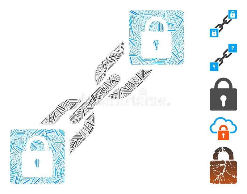 Line Collage Lock Blockchain Icon Stock Illustration - Illustration of ...