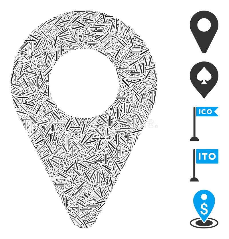 Line Collage Map Marker Icon Stock Illustration - Illustration of line ...