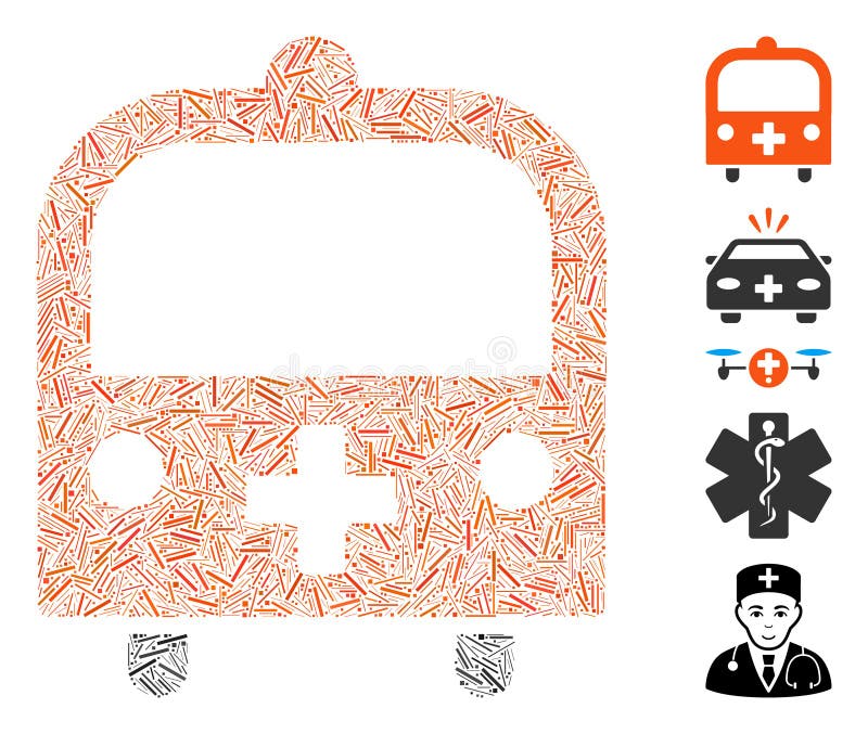Line Collage Medical Bus Icon Stock Illustration - Illustration of ...