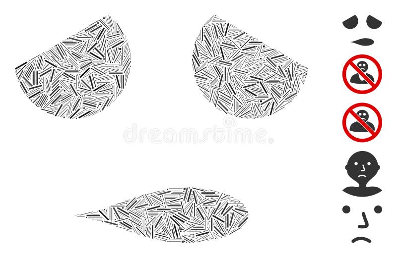 Line Collage Sad Emoticon Smiley Stock Illustration - Illustration of ...