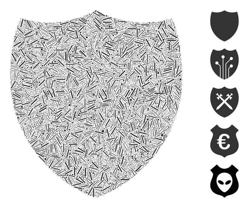 Line Collage Shield Icon stock illustration. Illustration of safety ...