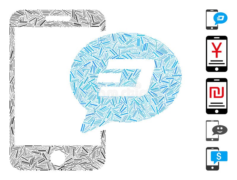 Line Collage Smartphone Dash Message Icon Stock Illustration ...