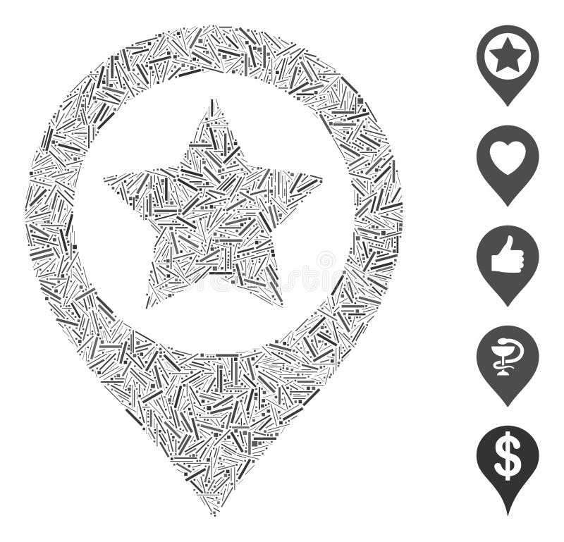 Line Collage Star Map Marker Icon Stock Illustration - Illustration of ...