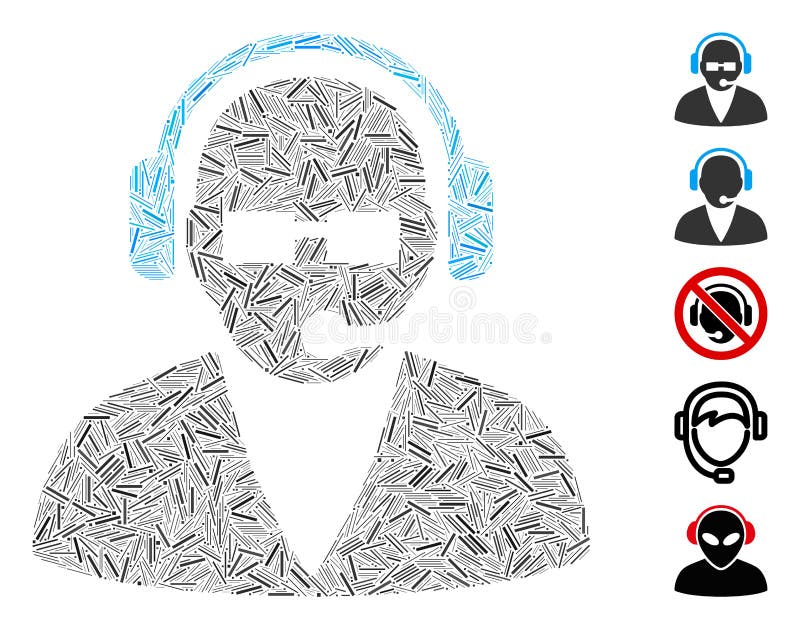 Line Collage Support Operator Icon Stock Illustration - Illustration of ...