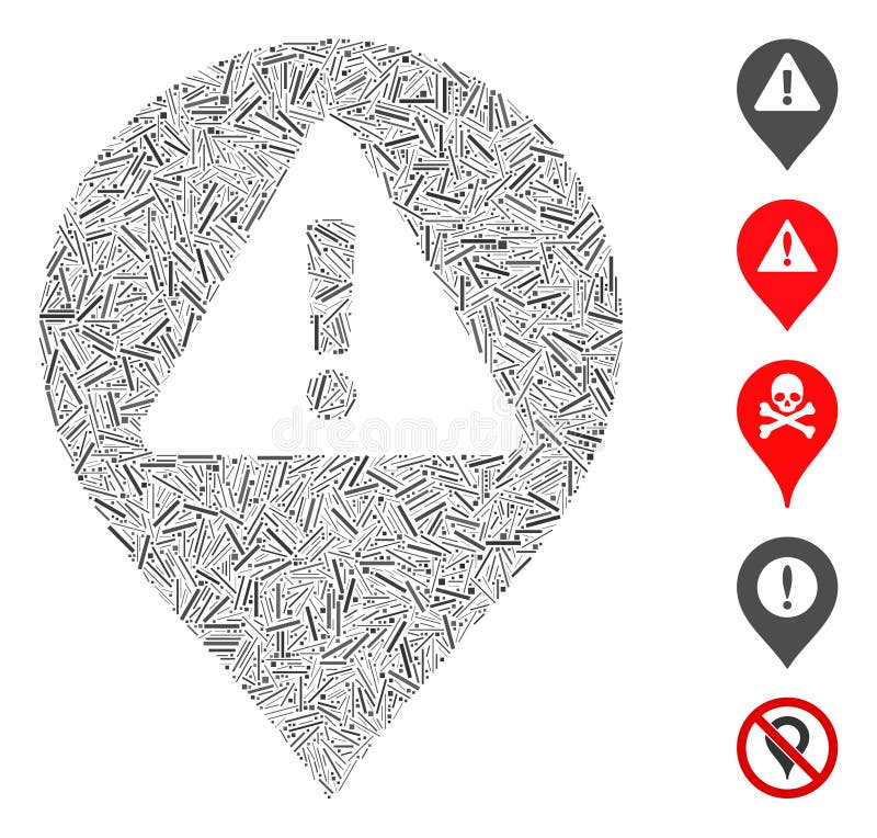 Line Collage Warning Map Marker Icon Stock Illustration - Illustration ...