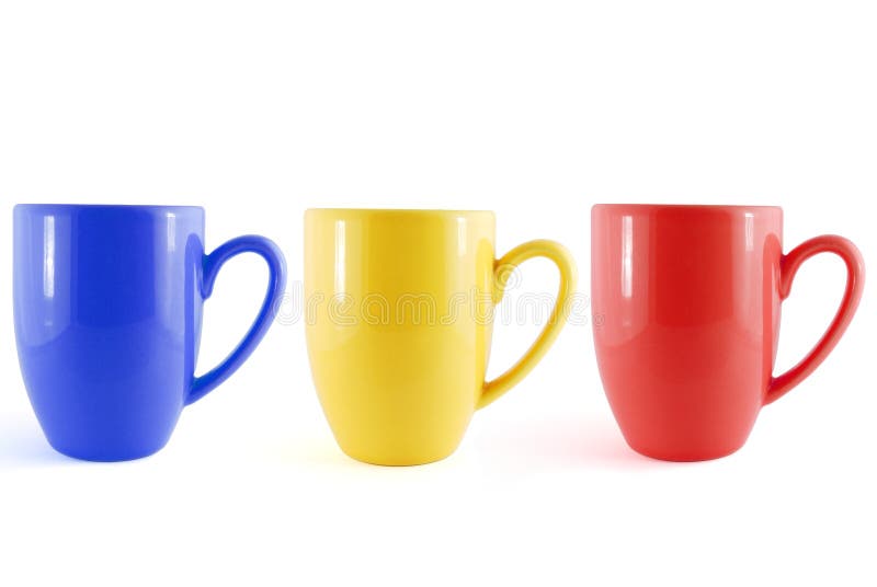 Cups of different colors stock image. Image of form, beverages - 1005367