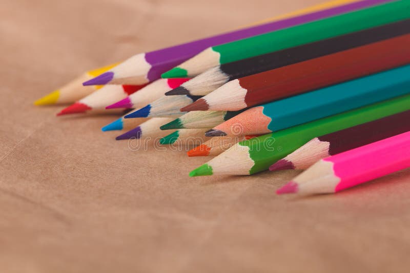 Line of colored pencils. stock photo. Image of arrangement - 92254404