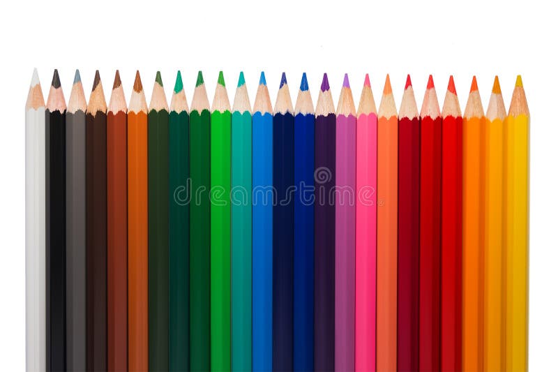Line of colored pencils stock photo. Image of education - 98575236