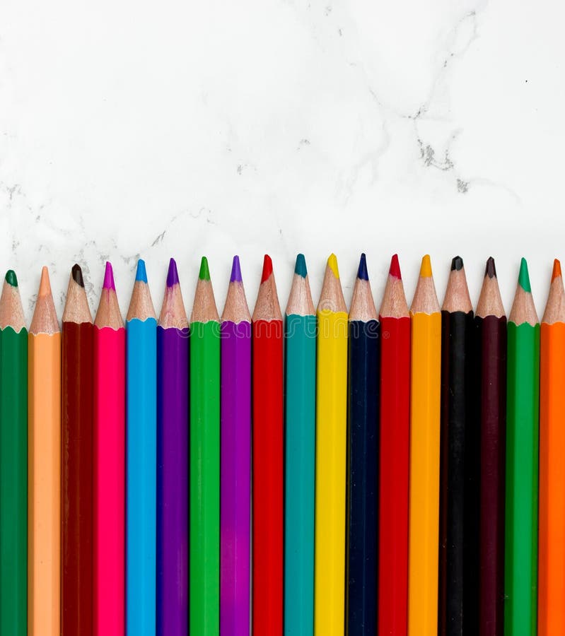 Line of colored pencils stock image. Image of multi - 111809849