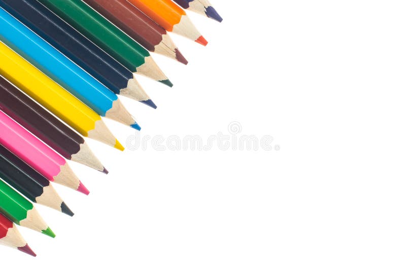 Line of Colored Pencils on White Background Stock Photo - Image of ...