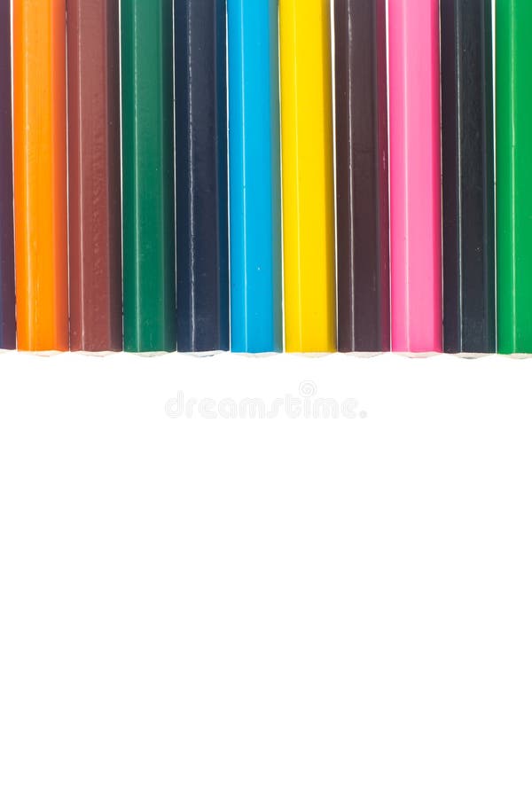 Line of Colored Pencils on White Background Stock Photo - Image of ...