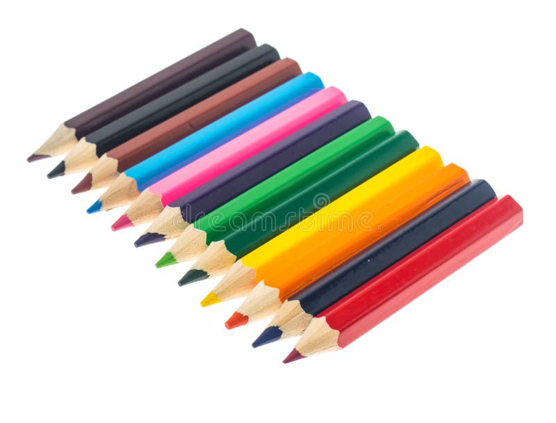 Line of Colored Pencils on White Background Stock Image - Image of ...