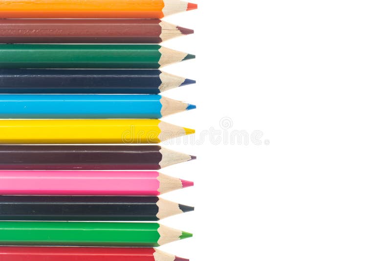 Line of Colored Pencils on White Background Stock Image - Image of ...
