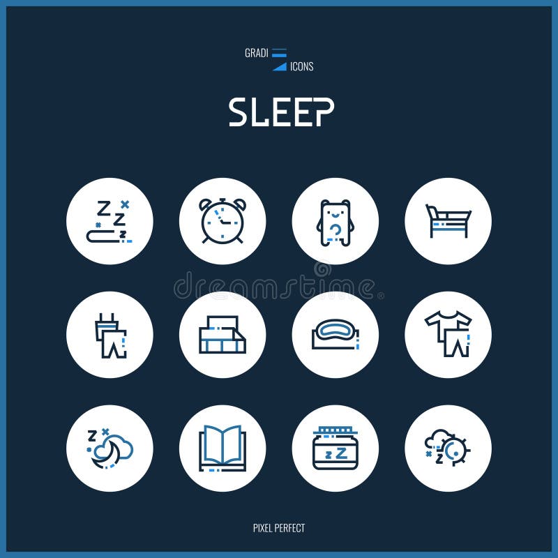 Line Colorfuul Icons Set Collection of Sleeping Signs for Design. Stock ...