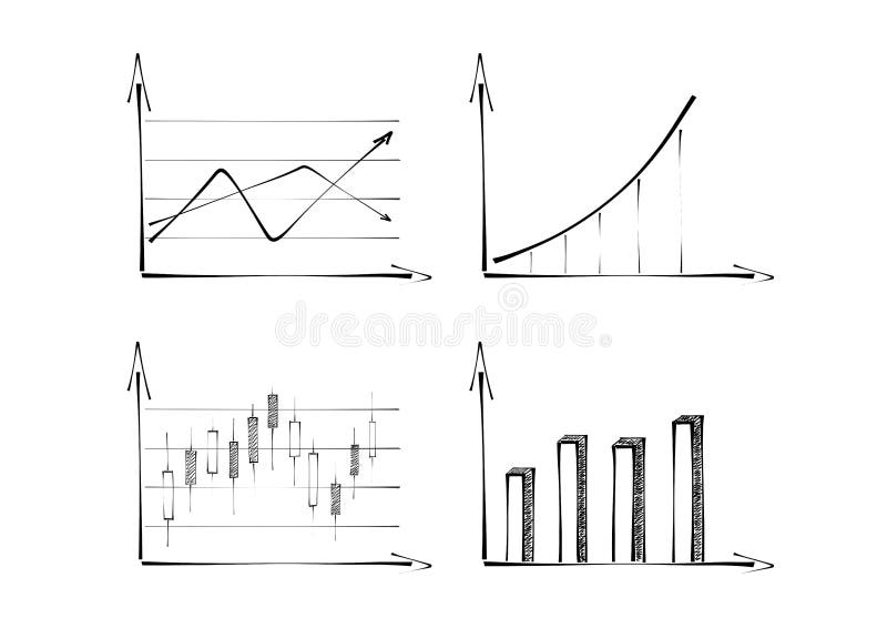 Two Column and Line Charts - Growth Diagrams Stock Vector ...
