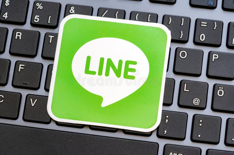 LINE Communication App Logo Icon on a Computer Keyboard, Instant ...