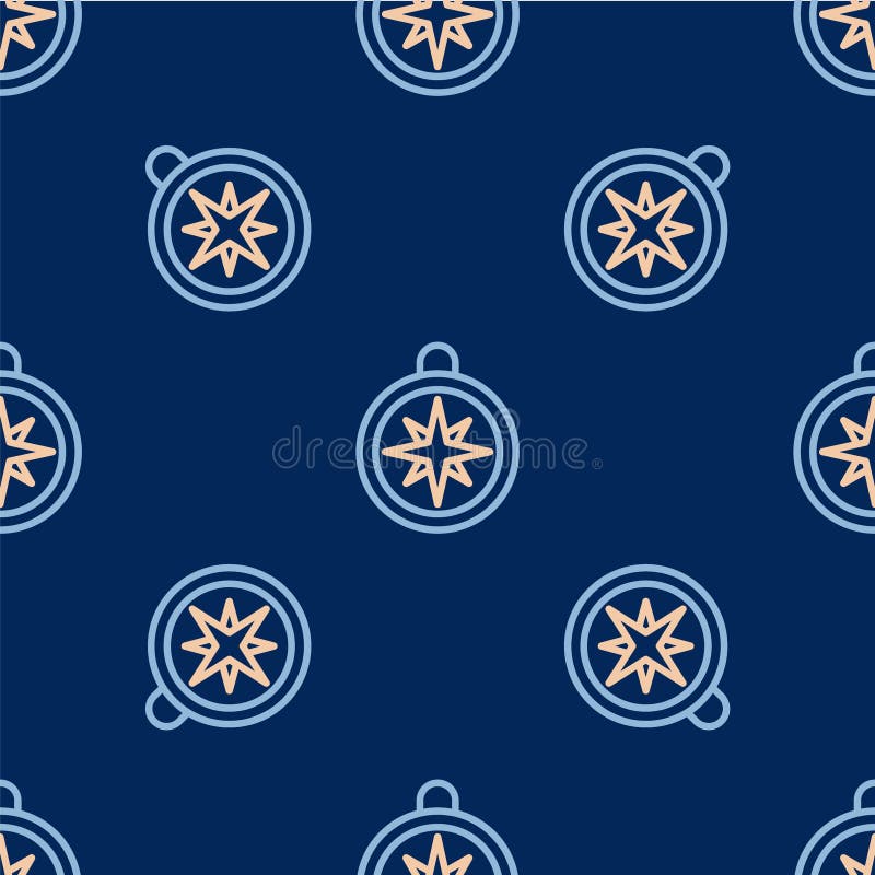 Line Compass Icon Isolated Seamless Pattern on Blue Background ...