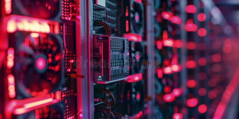 A Line of Computer Cases, Alternating between Red and Black, Neatly ...
