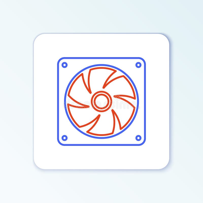 Line Computer Cooler Icon Isolated on White Background. PC Hardware Fan ...
