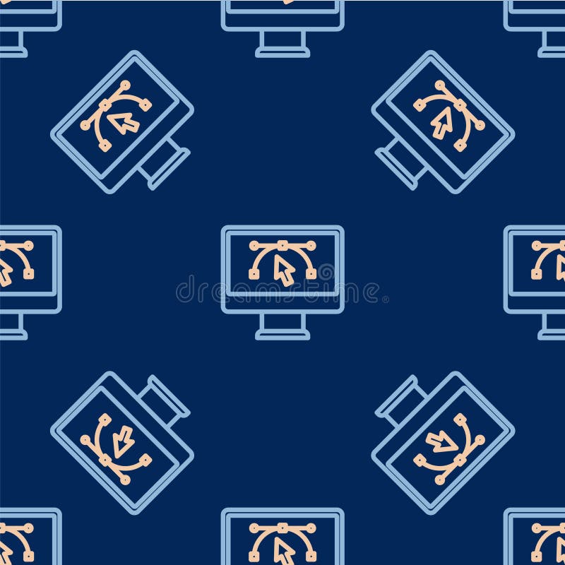 Line Computer Display with Vector Design Program Icon Isolated on ...