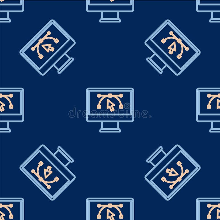 Line Computer Display with Vector Design Program Icon Isolated on ...