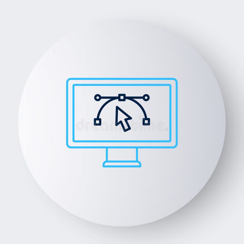 Line Computer Display with Vector Design Program Icon Isolated on ...