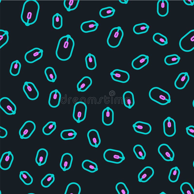 Line Computer Mouse Gaming Icon Isolated Seamless Pattern on Black ...