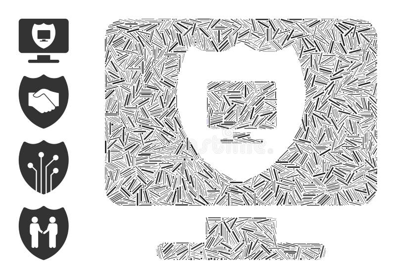 Line Computer Shield Icon Vector Collage Stock Vector - Illustration of ...