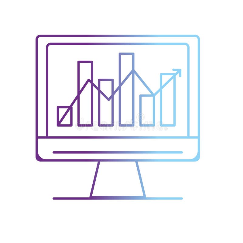 Line Computer Technology with Statistics Bar Diagram Stock Vector ...