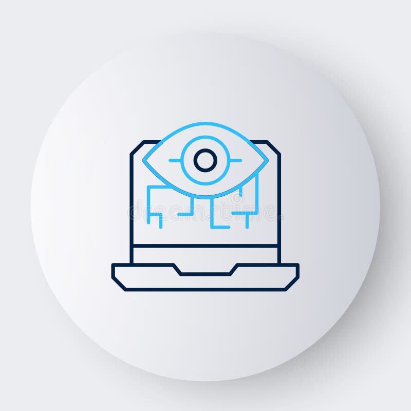 Set Computer Vision Icon Isolated on White and Purple Background ...