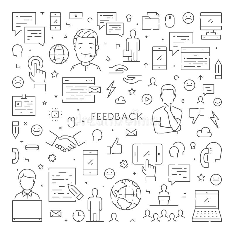Line Concept for Feedback and Support Stock Illustration - Illustration ...
