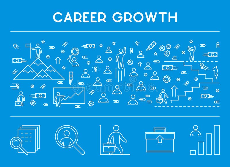 Line Concept Web Banner for Career Growth Stock Illustration ...