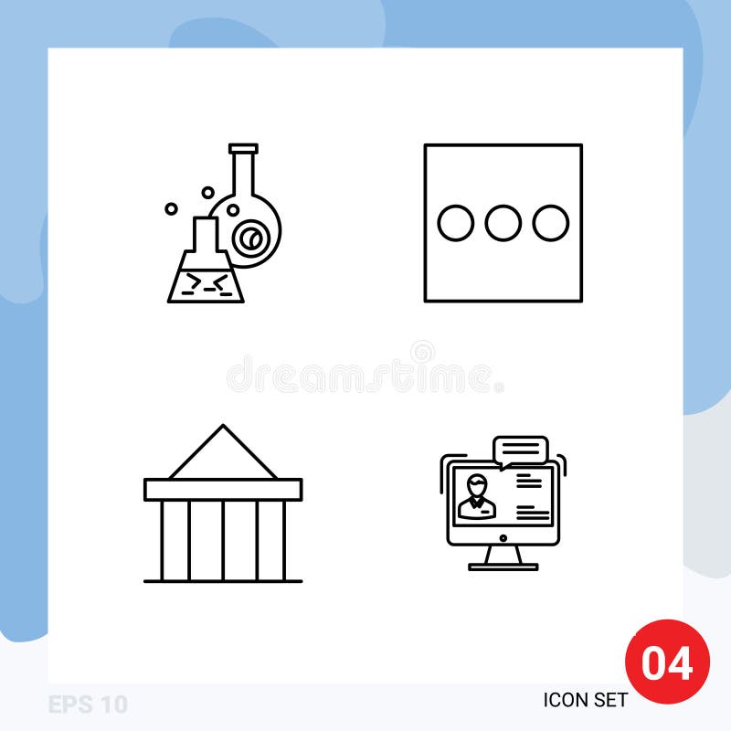 4 User Interface Line Pack of Modern Signs and Symbols of Beaker ...