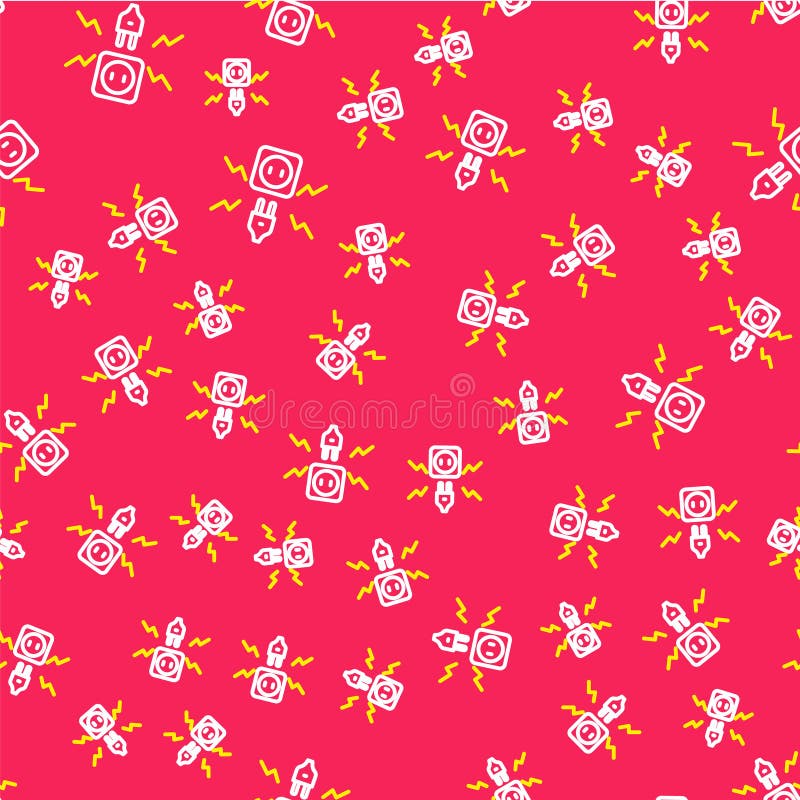 Line Connecting Electric Plug with Electricity Spark Icon Isolated ...