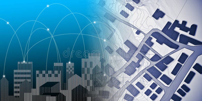 Line Connection of a Modern Smart Connected City - Concept Illustration ...