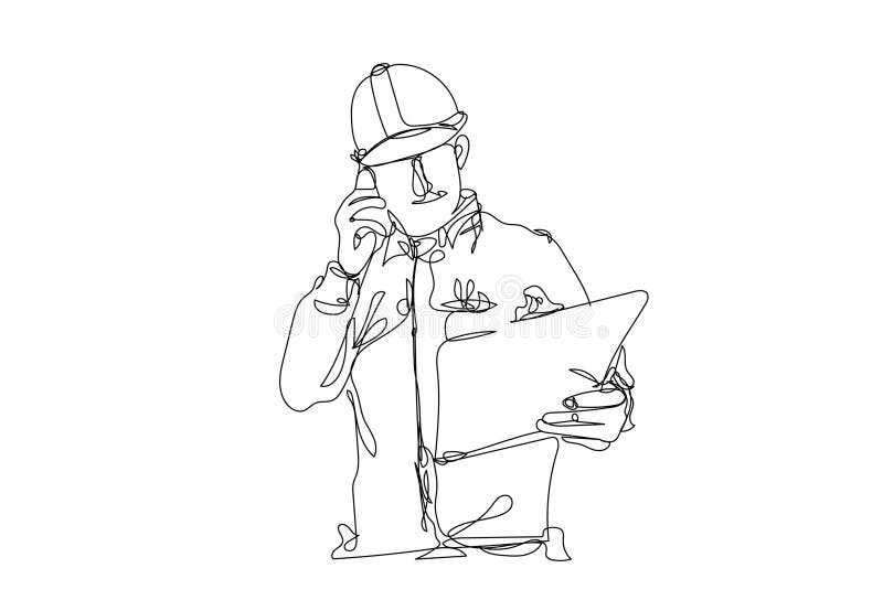 Line Construction,Civil Engineer, Architects and Worker, Vector ...