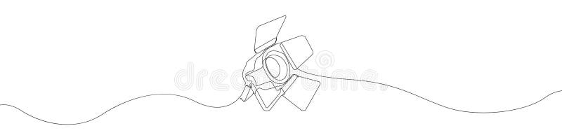 Line Continuous Drawing Vector Searchlight Icon. One Line Theater ...