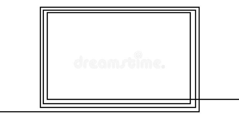 Line Continuous Frame Vector Art Square One Pencil Border Black Doodle ...